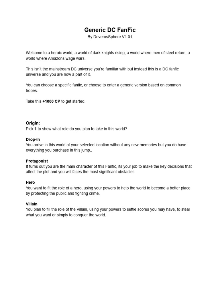 Generic DC FanFic V1.01 | PDF