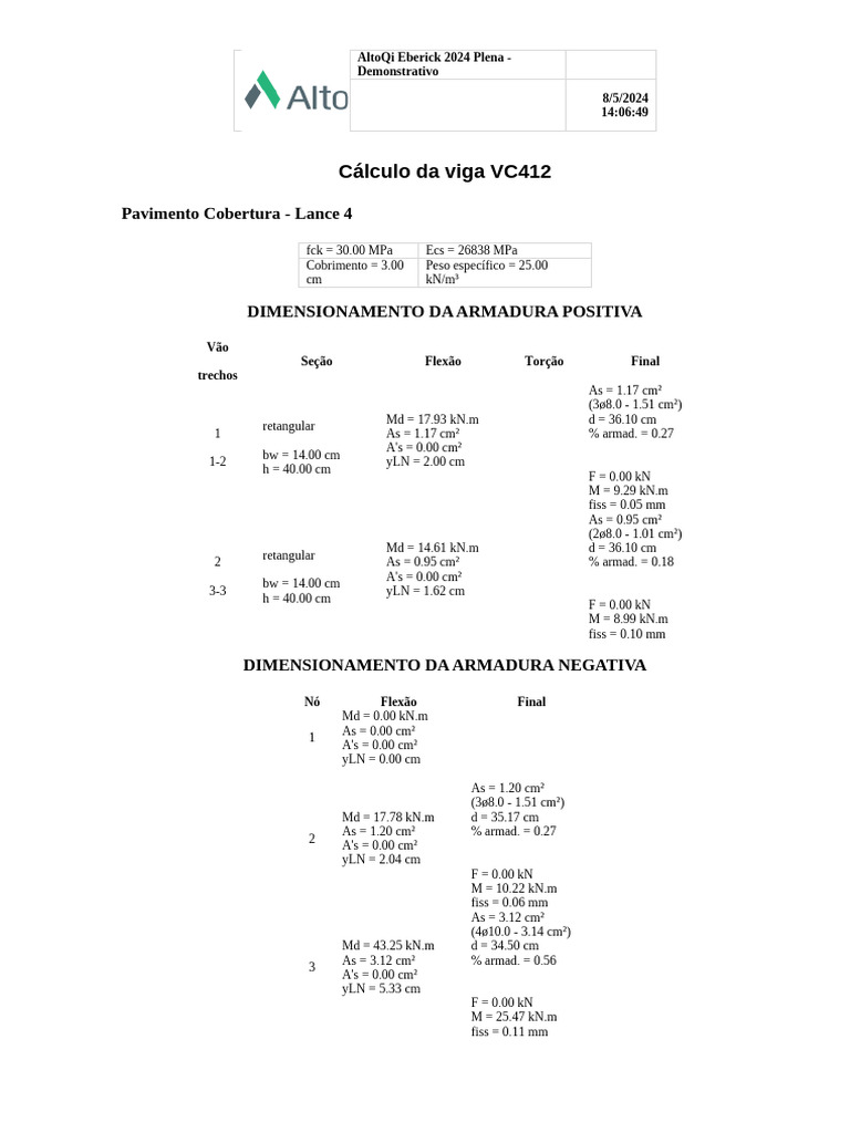 Pav4 Vigas VC412 Calculo | PDF | Ingeniería estructural | Ingeniería de ...