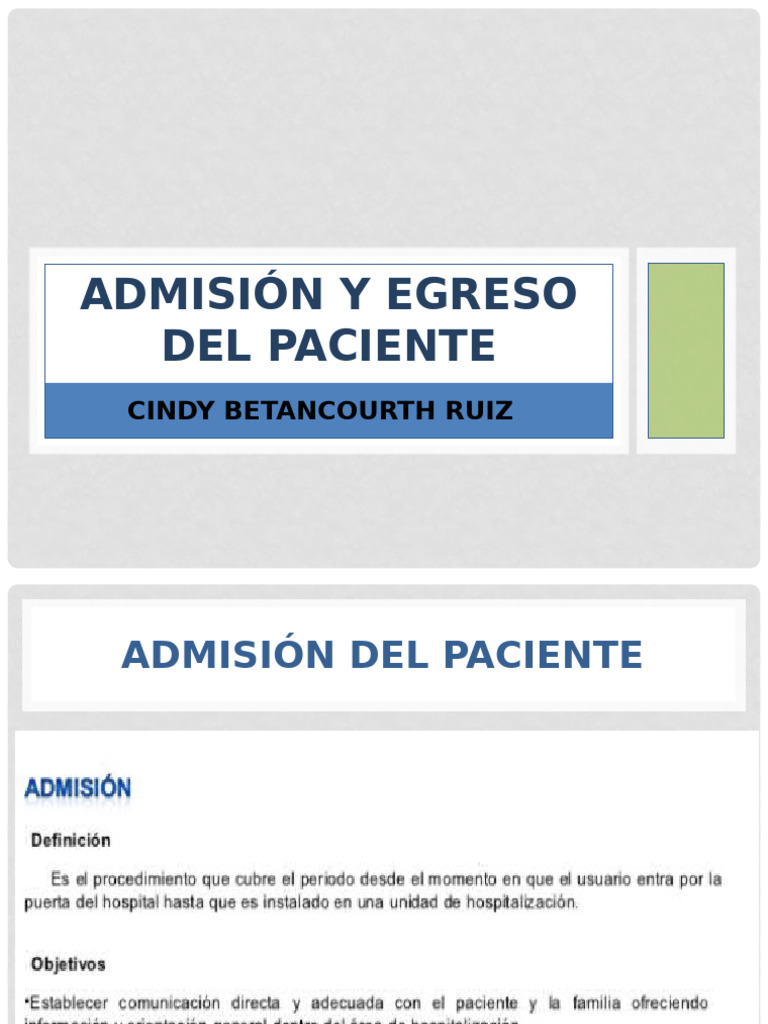 Admisión y Egreso Del Paciente | PDF