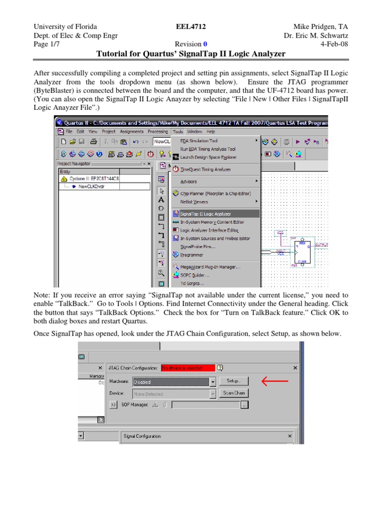 Tutorial For Quartus' Signaltap Ii Logic Analyzer | Download Free PDF ...
