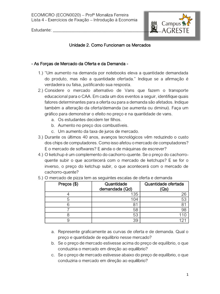 Lista 4 - Exerc-Cios de Fixa - o | PDF