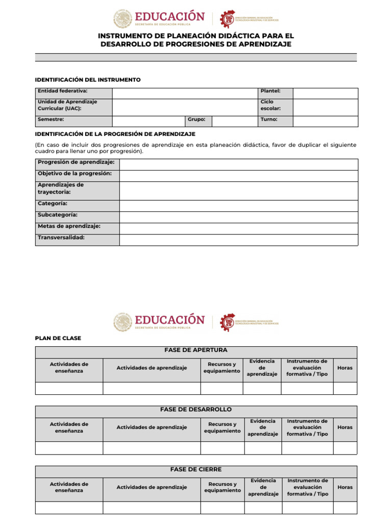 DGETI-Instrumento Planeación Didáctica General | PDF