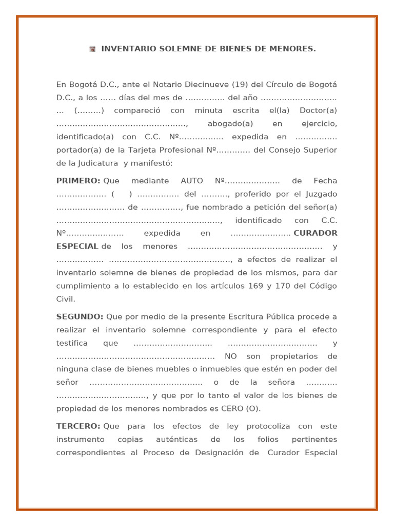 Inventario Solemne de Bienes de Menores | PDF Inventario Solemne de Bienes de Menores | PDF