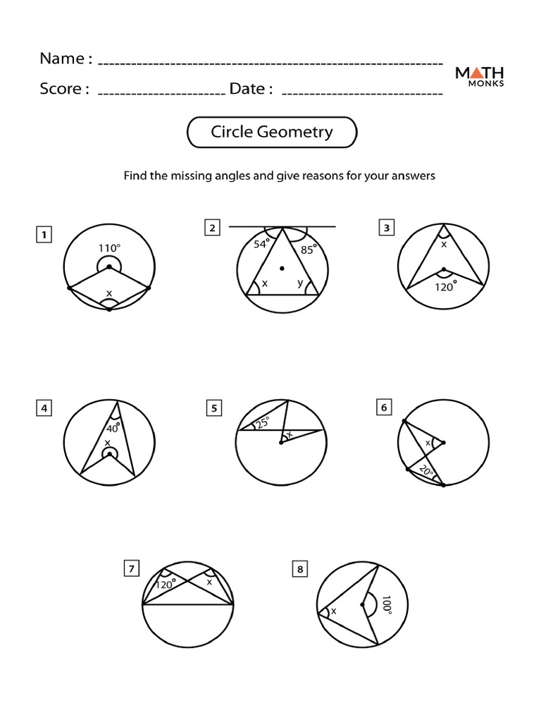 Circle Geometry Worksheets | PDF