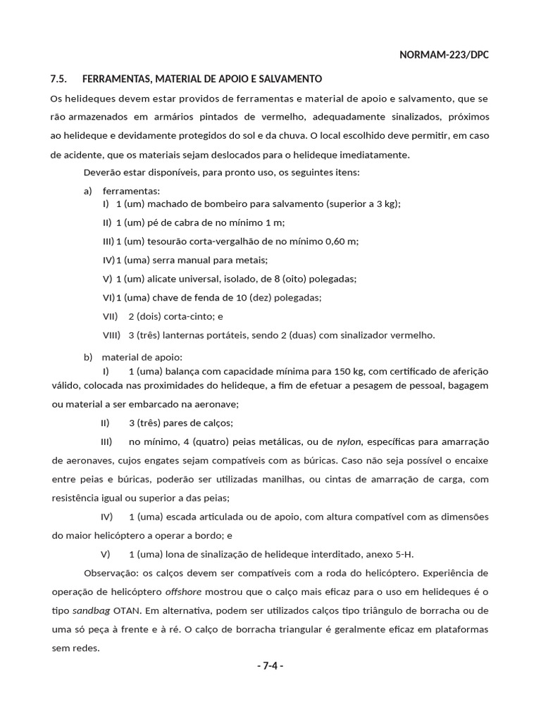 NORMAM-223 - DPC - Ferramentas e Material de Apoio e Salvamento | PDF