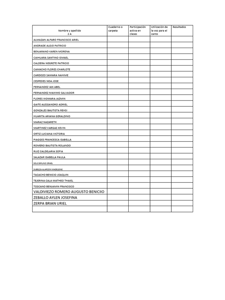 Grilla de Evaluacion 2 A | PDF