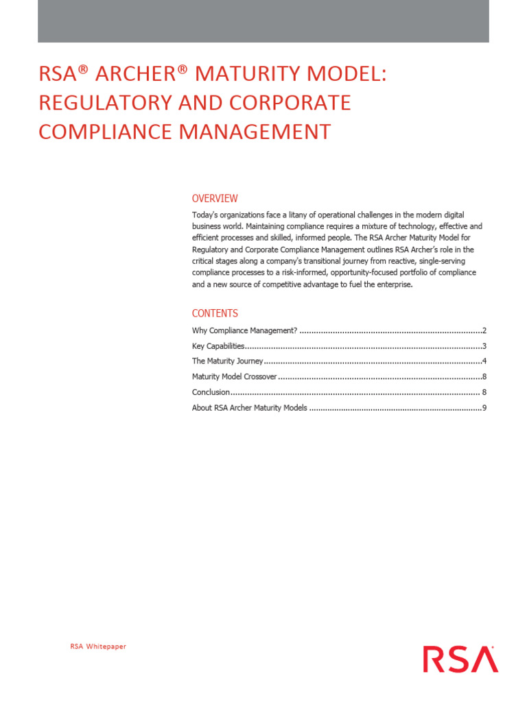 Exploratory Reading - RSA archer maturity model | PDF
