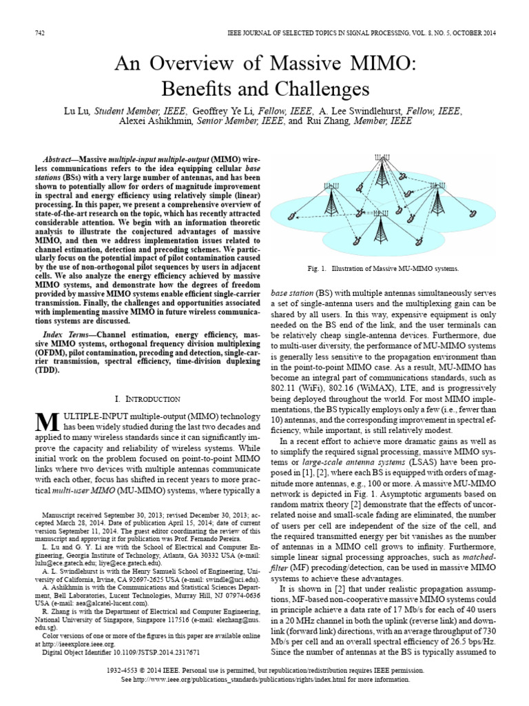 An Overview of Massive MIMO Benefits and | PDF