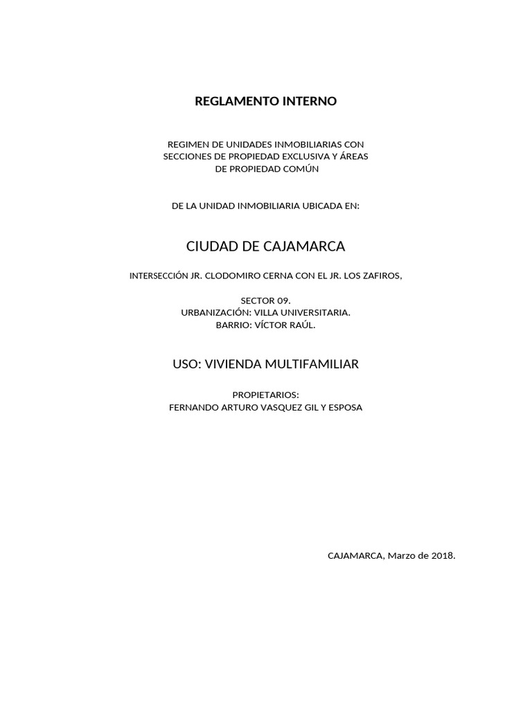 REGLAMENTO INTERNO FINAL | PDF