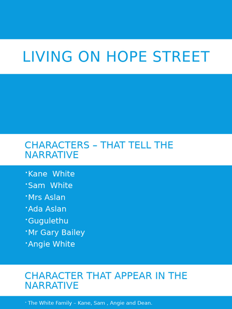 Living on Hope Street Character list | PDF