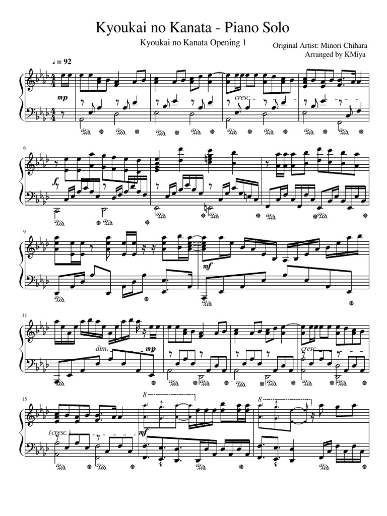 Kyoukai_no_Kanata_-_Opening_One_Piano_Solo | PDF