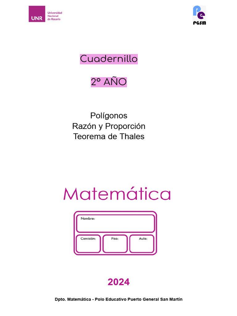 Cuadernillo Geometría - 2do PEPGSM 2024 | PDF | Triángulo | Rectángulo