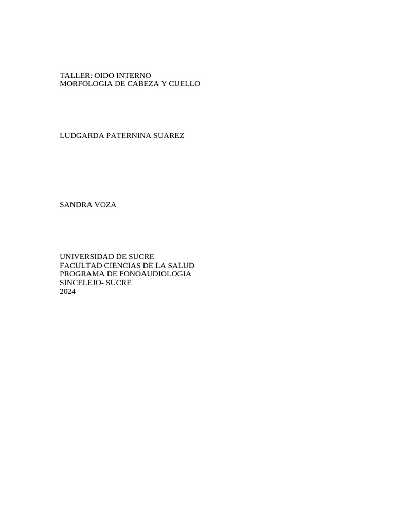Taller Oido Interno Morfo | PDF