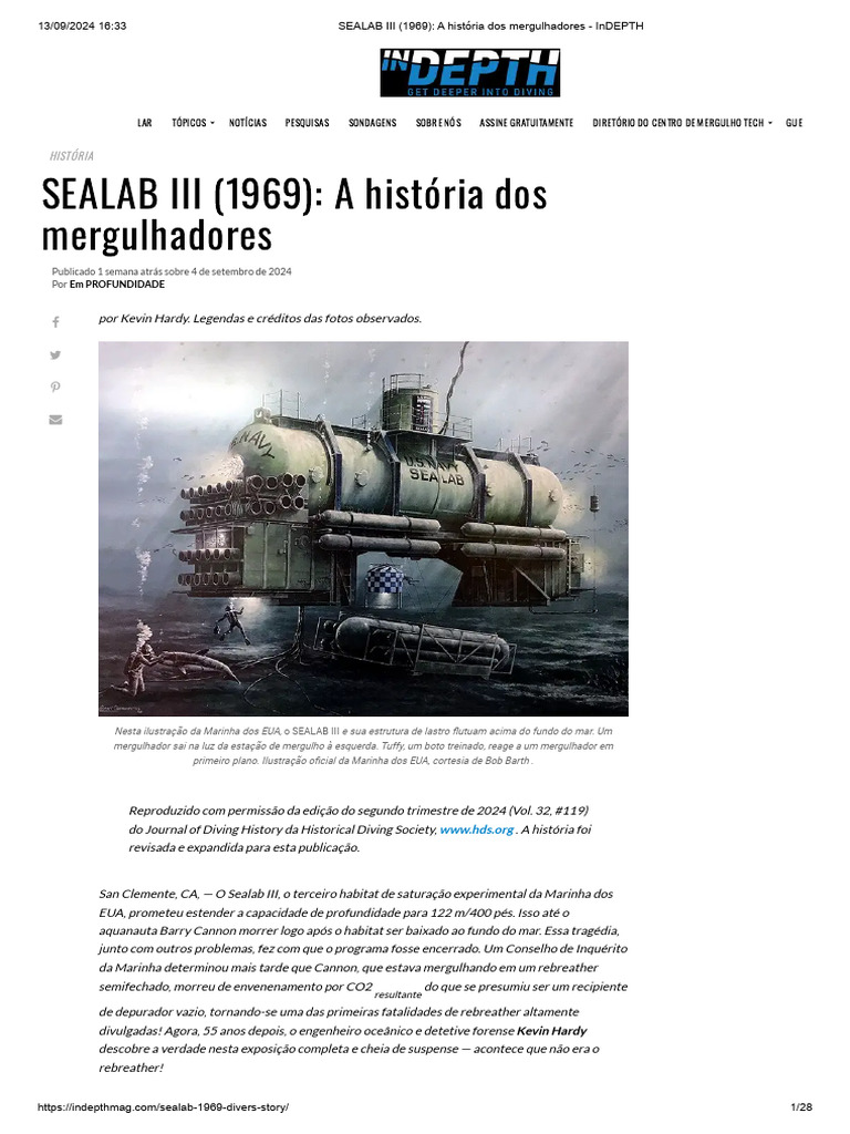 SEALAB III (1969) - A História Dos Mergulhadores - InDEPTH | PDF