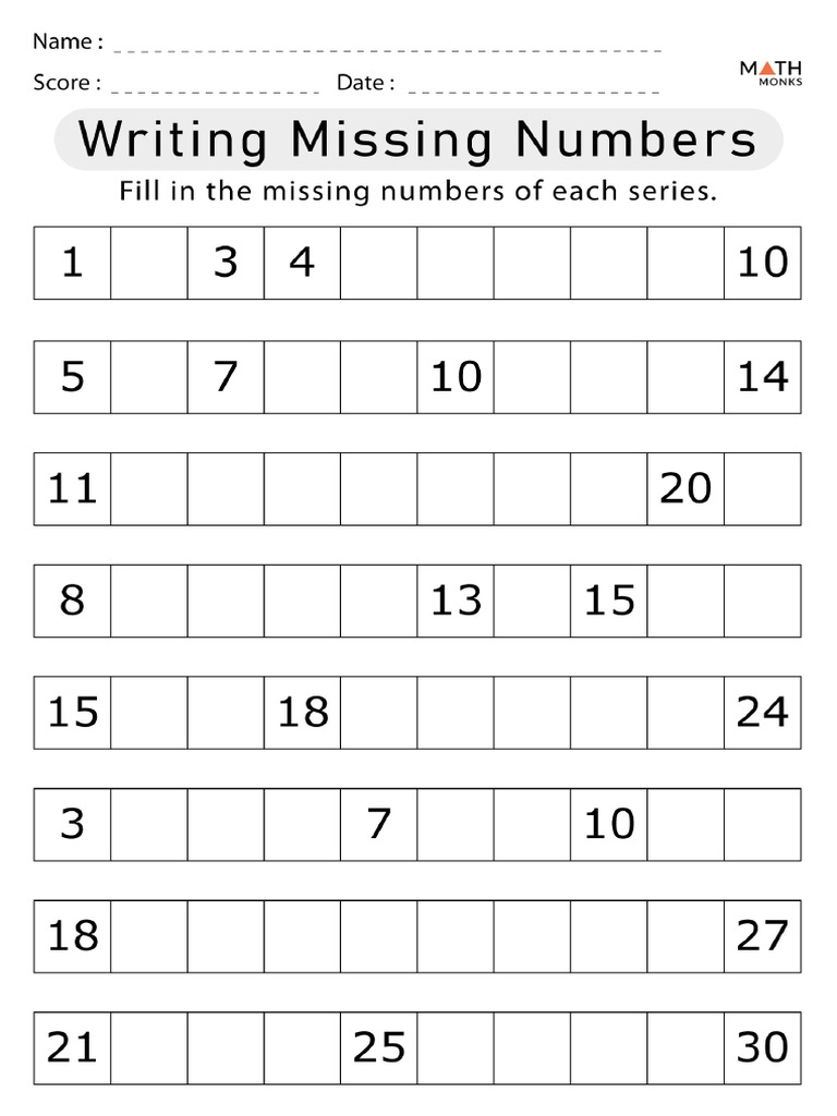 Missing Numbers For Kids | PDF
