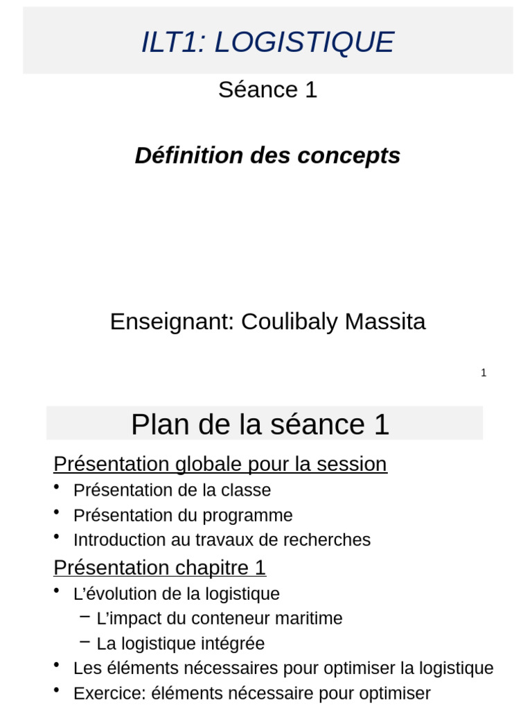 Séance 1 logistique | PDF