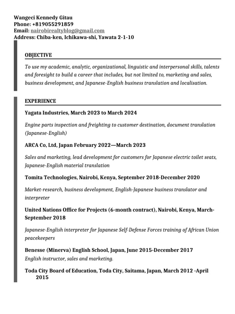 KennedyUpdated CV3 | PDF | Career & Growth | Business