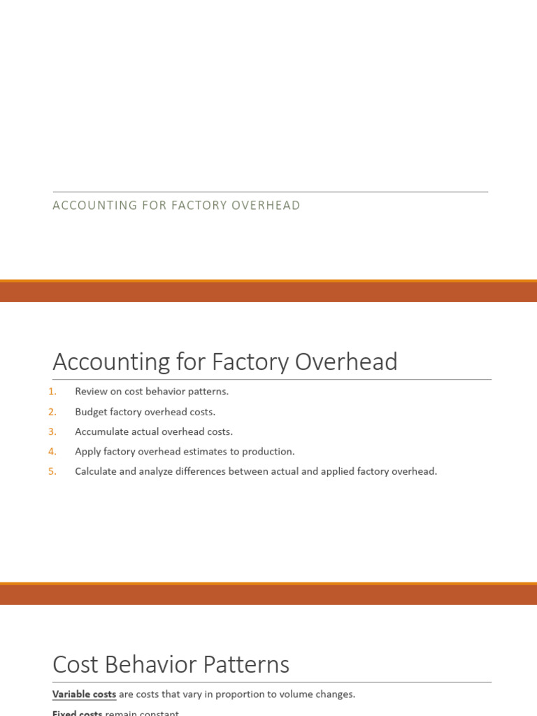 Accounting for Factory Overhead | PDF
