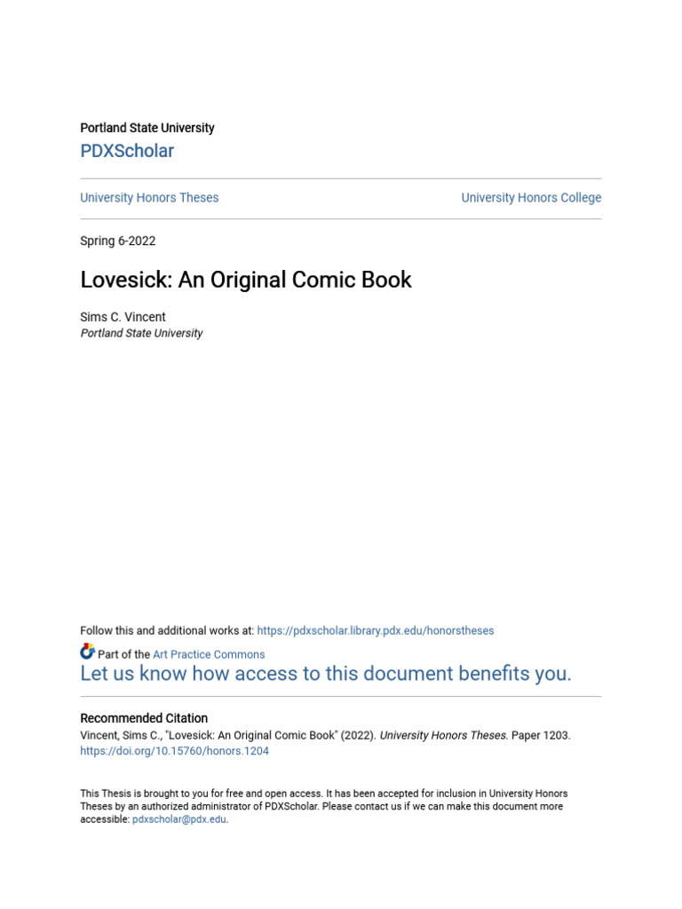 "Lovesick: Comic Thesis by S. Vincent" | PDF | Thesis | Manga