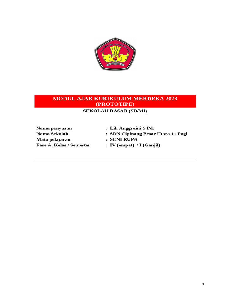 RPP Seni Rupa KLS Iv SMS 1 | PDF
