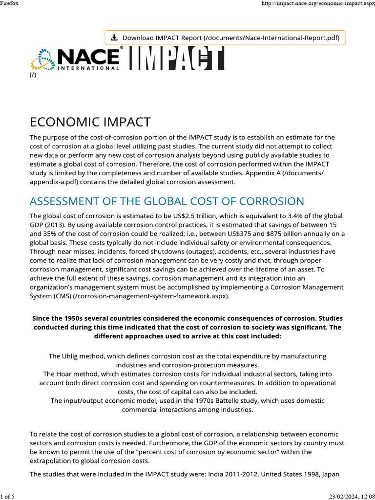 Nace-Impacts of Corrosion | PDF