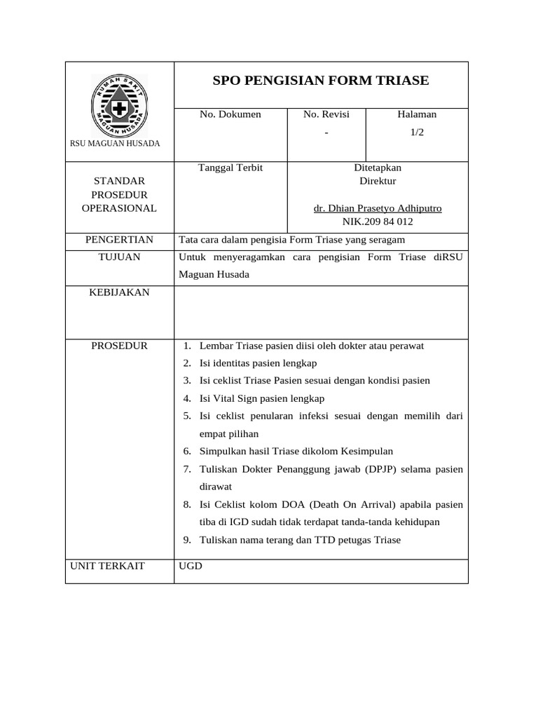 Spo Pengisian Triase | PDF