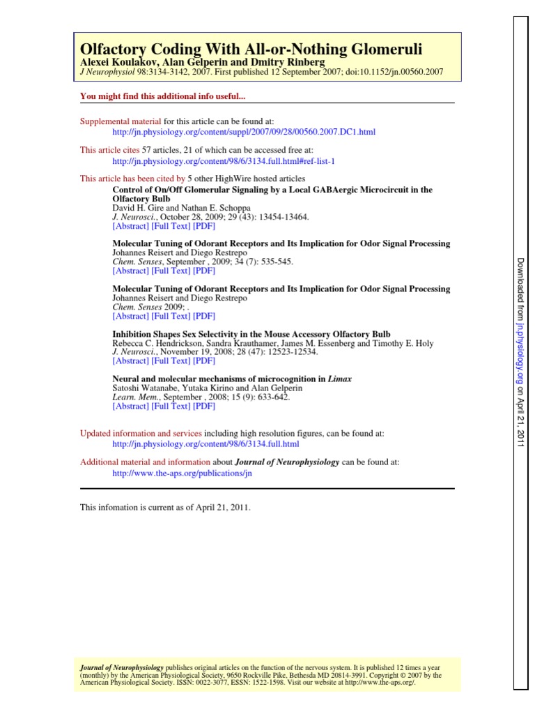 Coding With Glomeruli | PDF | Olfaction | Olfactory System