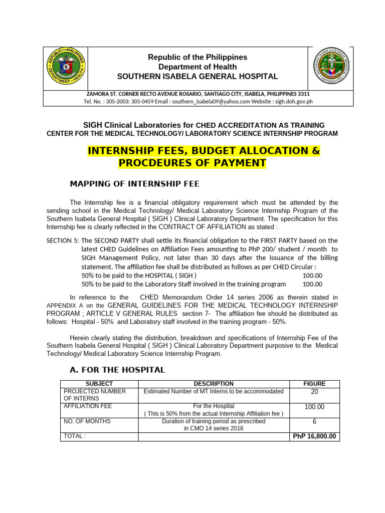 Internship Fees and Budget | PDF