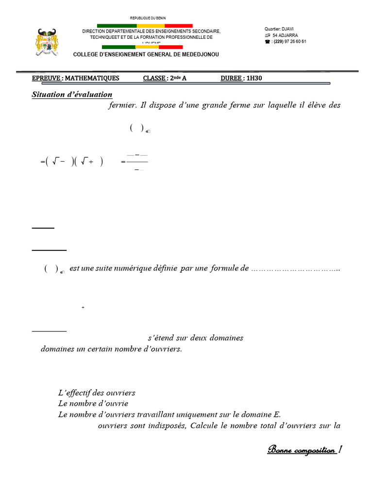 Devoir Second A 1-2 | PDF