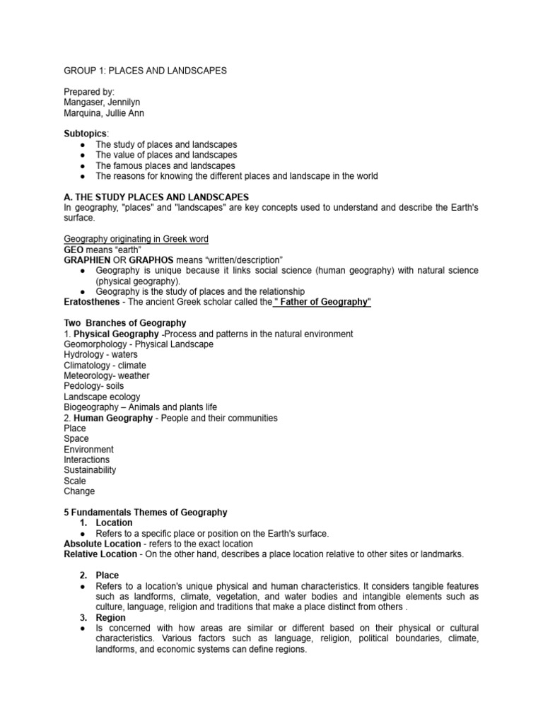 GRP 1 - PLace & Landscape | PDF