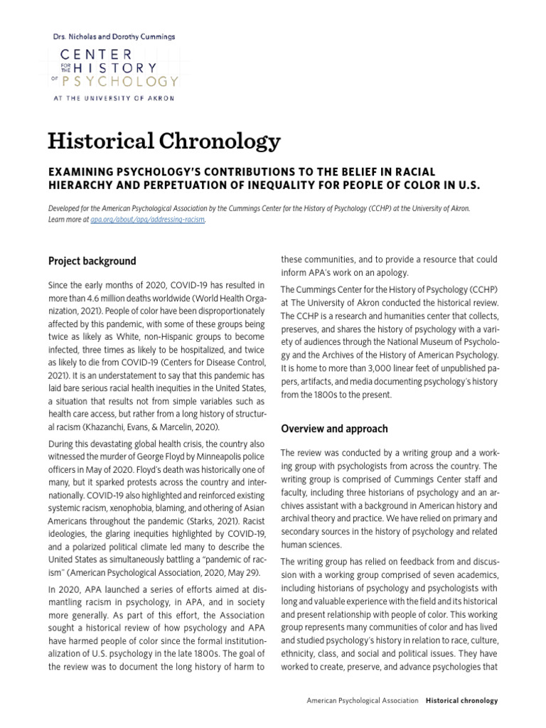 APA Historical Chronology | PDF