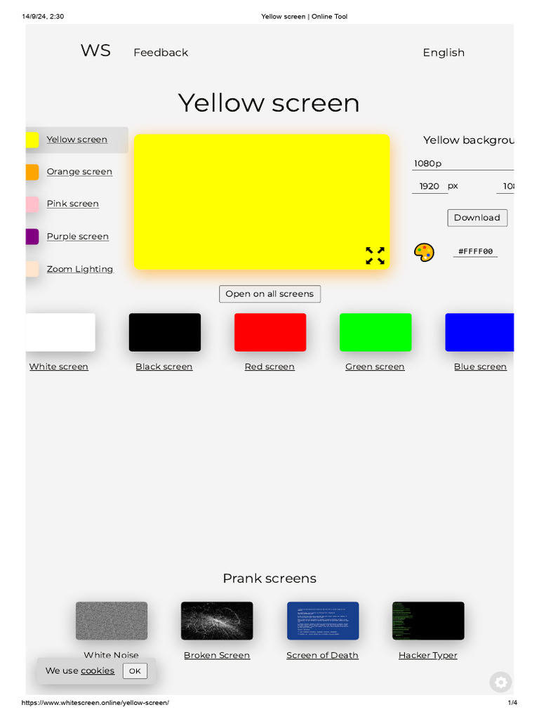 Yellow Screen - Online Tool | PDF