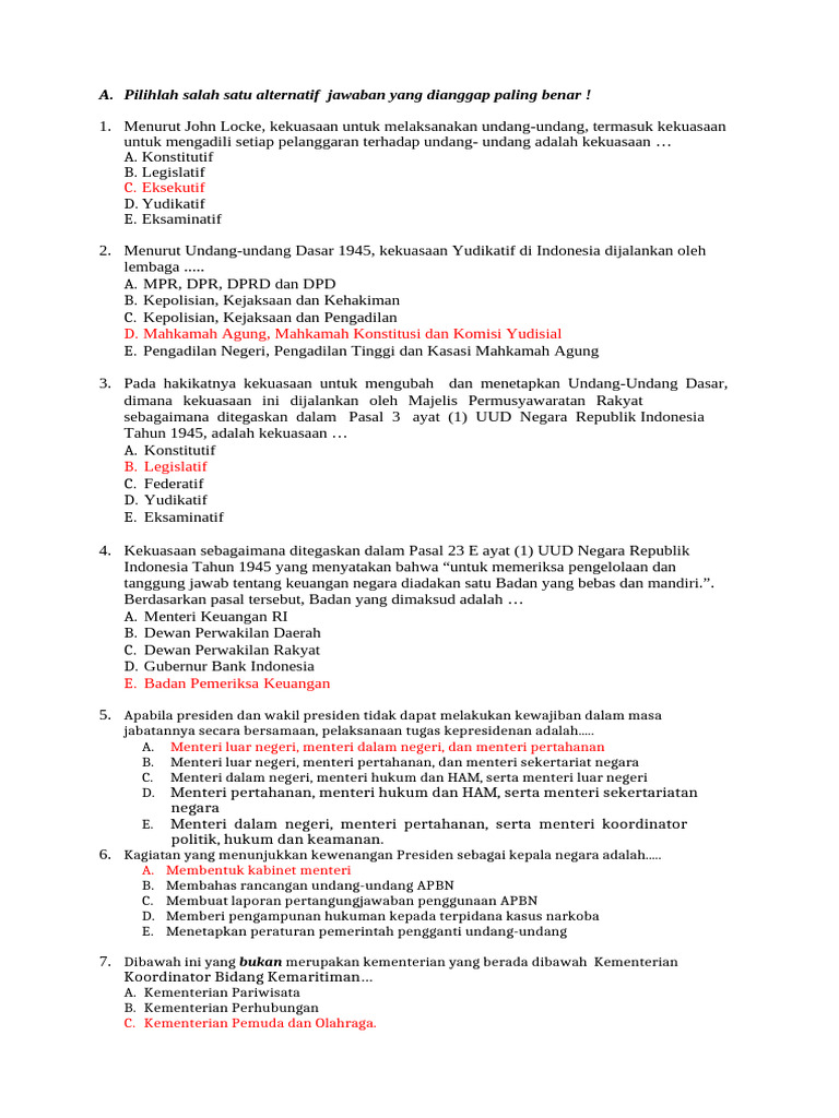 Soal PPKN Kls X Ganjil 2022-2023 Dengan Kunci Jawaban | PDF