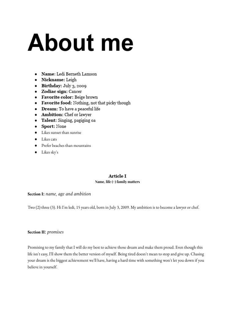 About Me | PDF