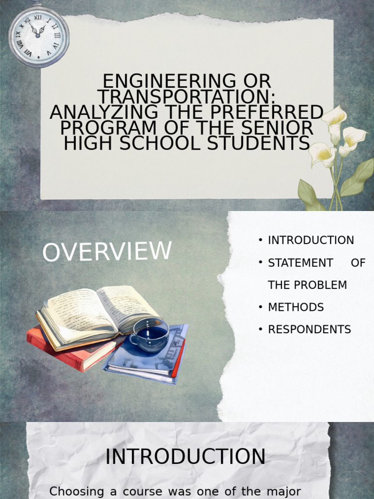 ENGINEERING OR TRANSPORTATION PREFERENCE OF THE SHS STUDENTS | PDF