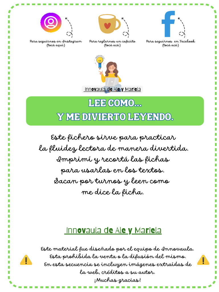 FICHAS LEE COMO - de INNOVAULA DE ALE Y MARIELA | PDF