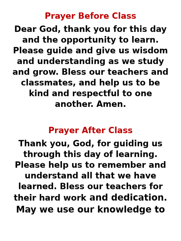 Prayer Before Class | PDF