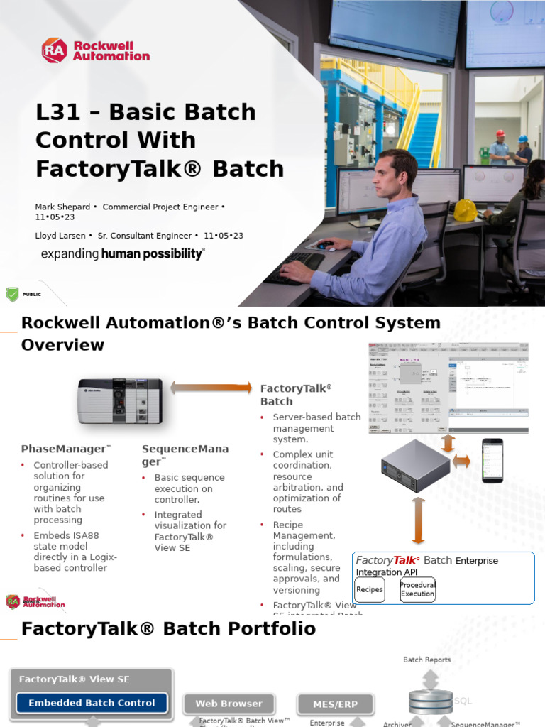 Automation Fair 2023 - L31 - Basic Batch Control With FactoryTalk Batch ...