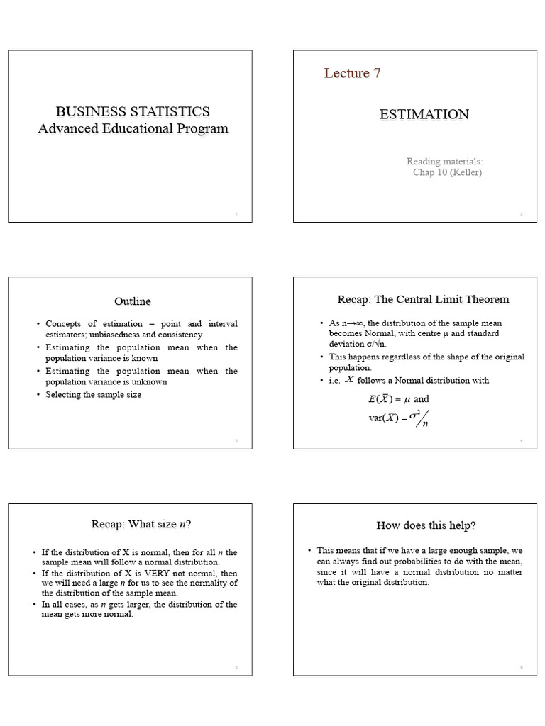 Lecture 6_Estimation | PDF Lecture 6_Estimation | PDF