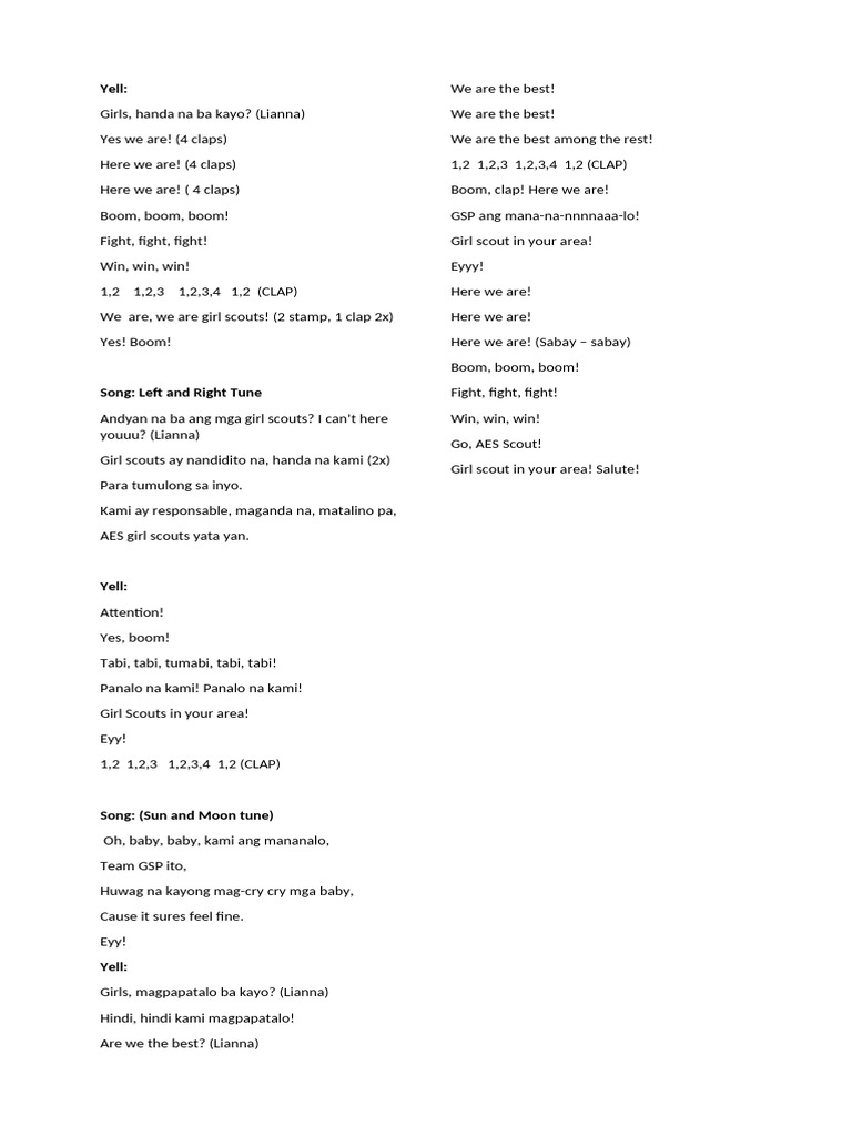 GSP Yell and Song | PDF