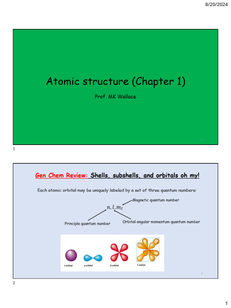 Chapter 1 - Atomic Structure | PDF