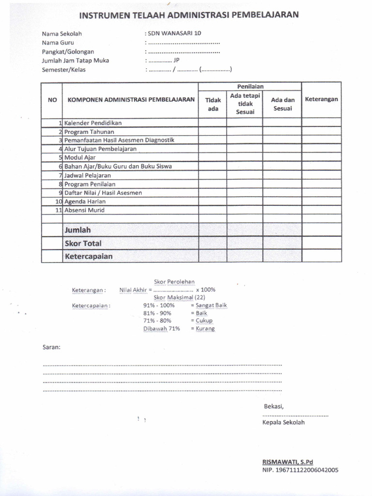 Intrumen Telaah Adm | PDF