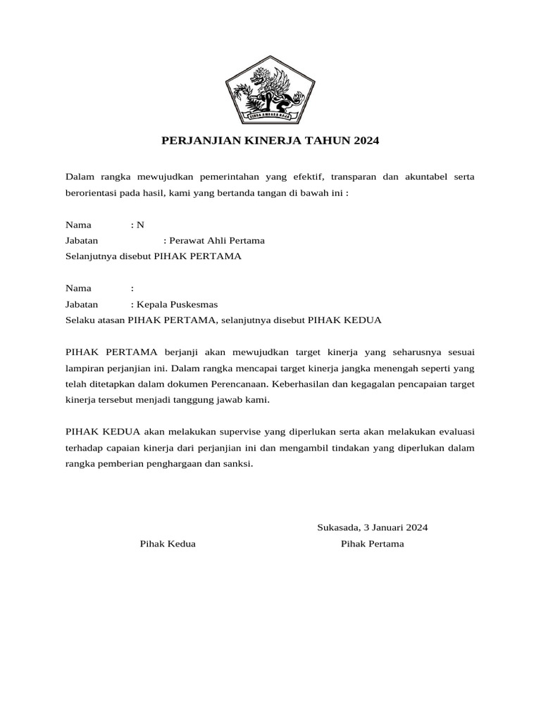 PERJANJIAN KINERJA 2024 | PDF