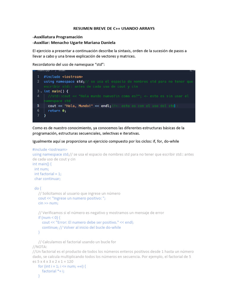 Resumen Breve de C Arrays | PDF