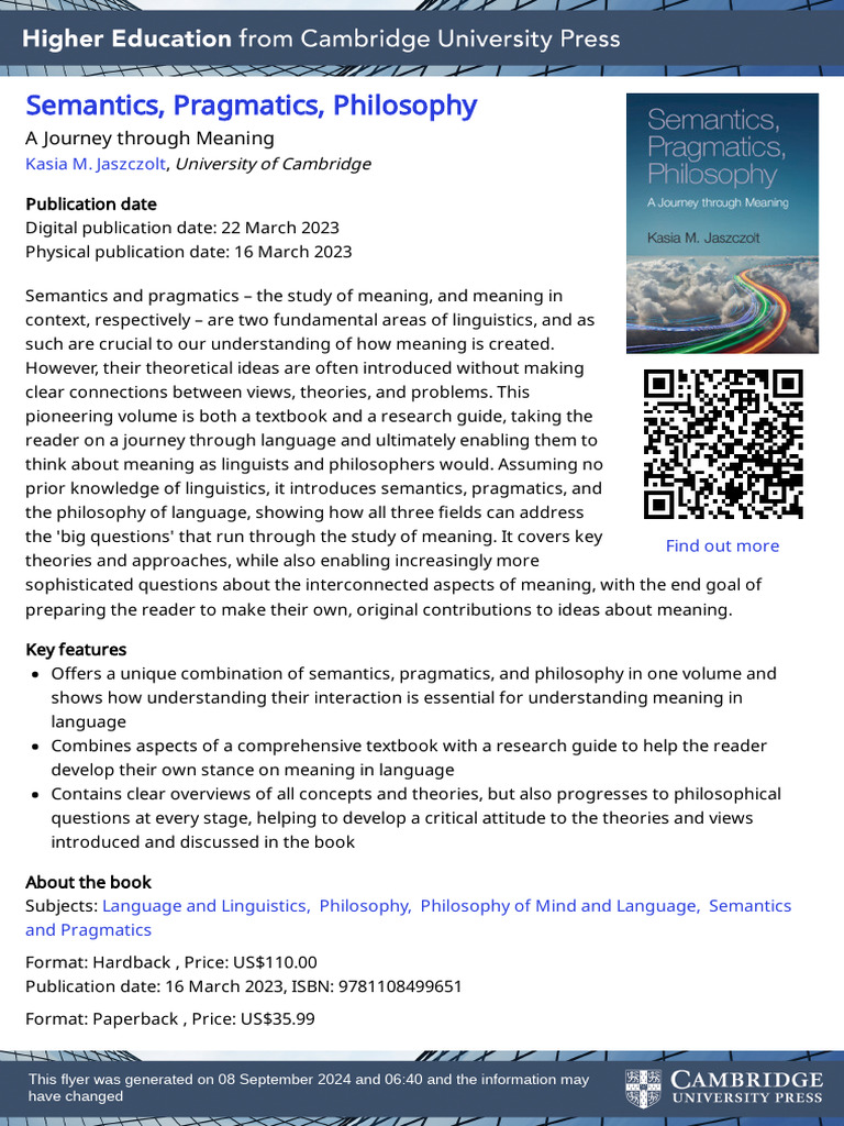 Semantics, Pragmatics, Philosophy | PDF