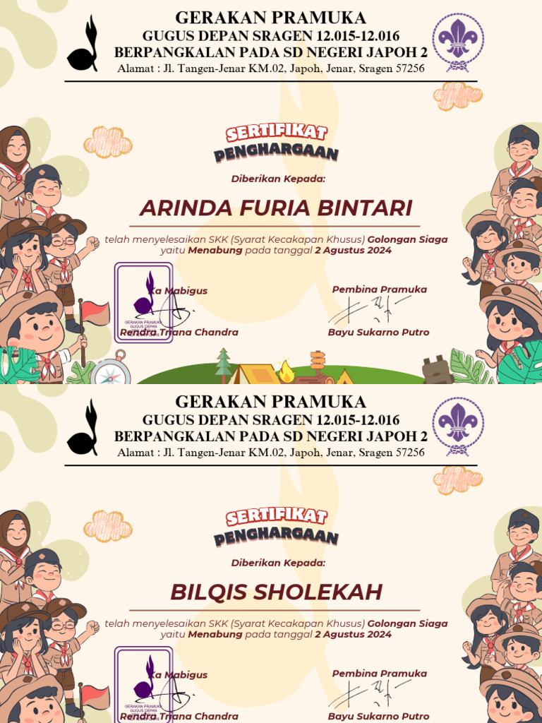 Sertifikat TKK Japoh 2 | PDF