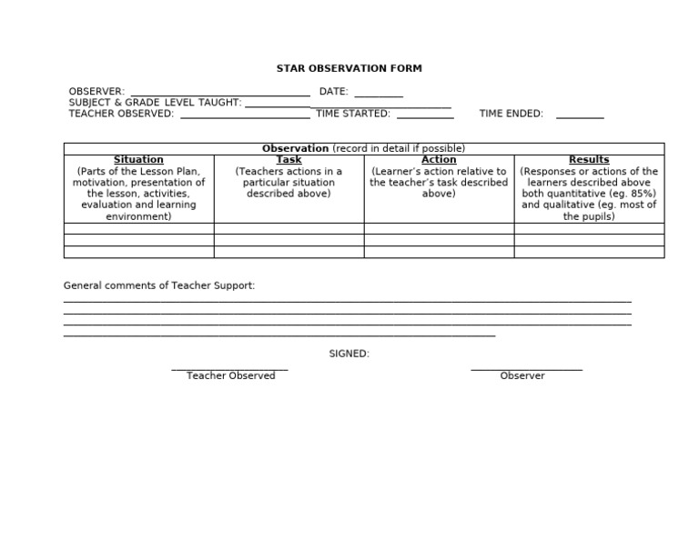 STAR-OBSERVATION-FORM-2 | PDF