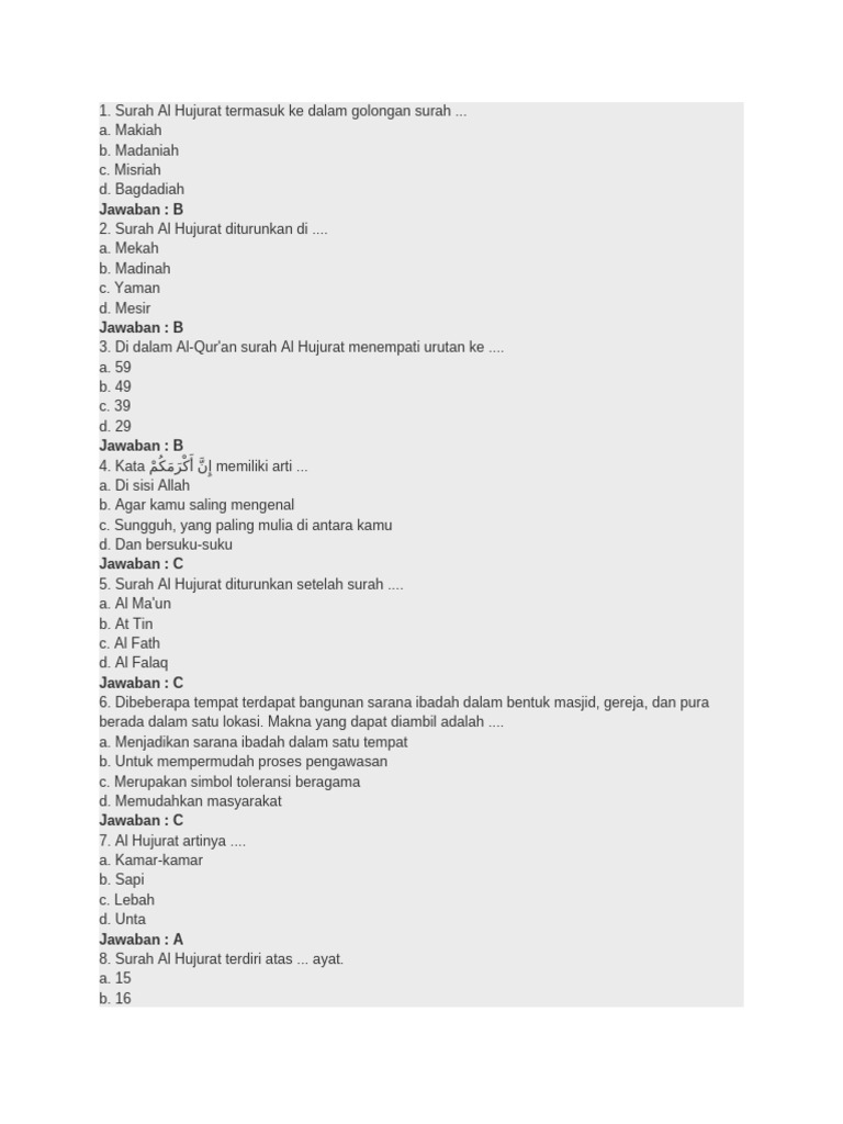 Soal Ulangan Pai Kelas 4 Sd Semester 1 Kurikulum Merdeka Pdf