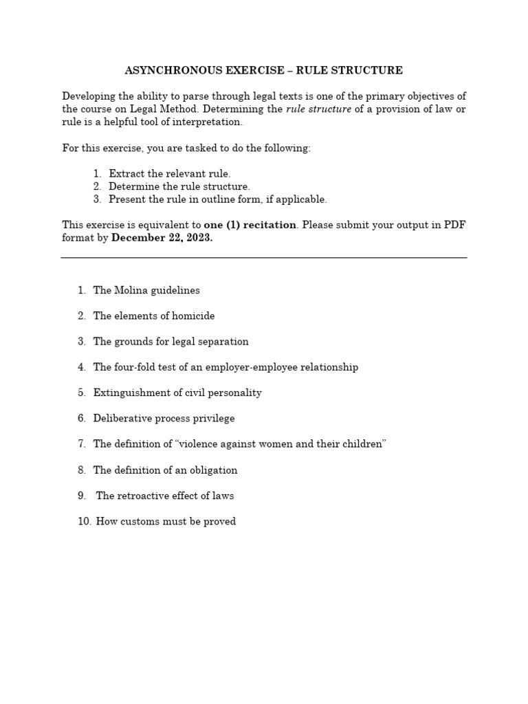 Exercise Rule Structure | PDF