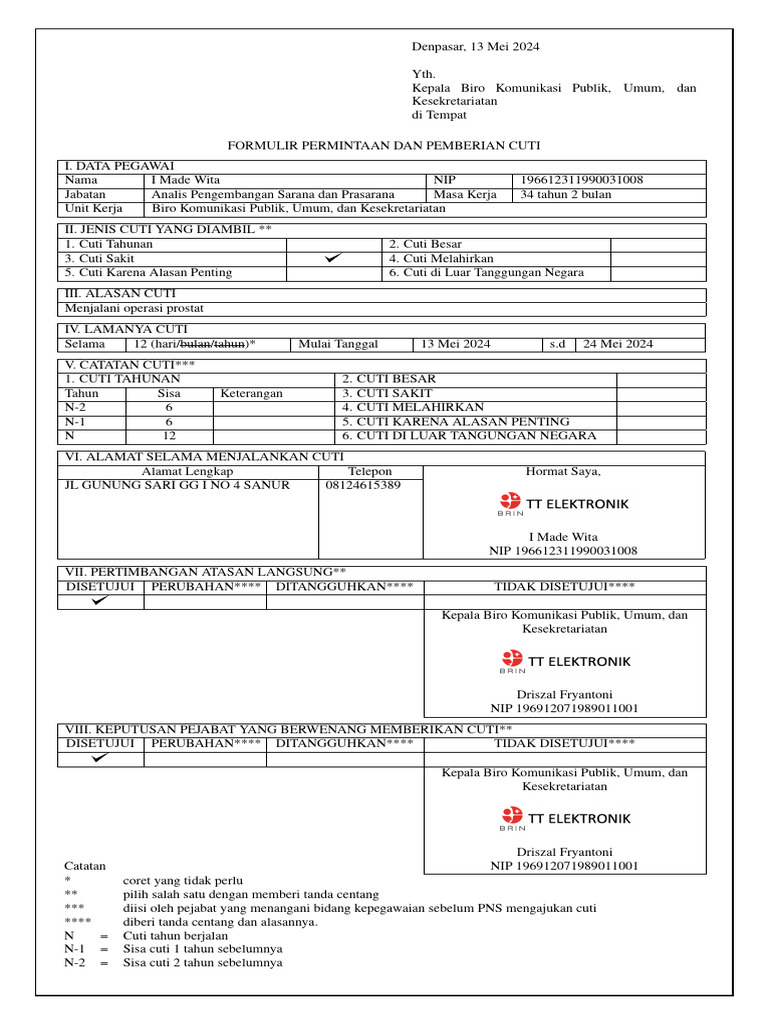 Form Request Cuti 6641ab42008f2 | PDF